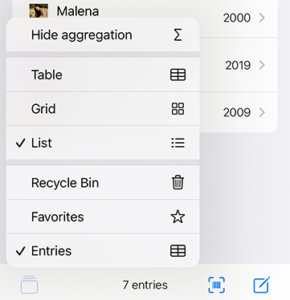 Change the view – Memento Database Help
